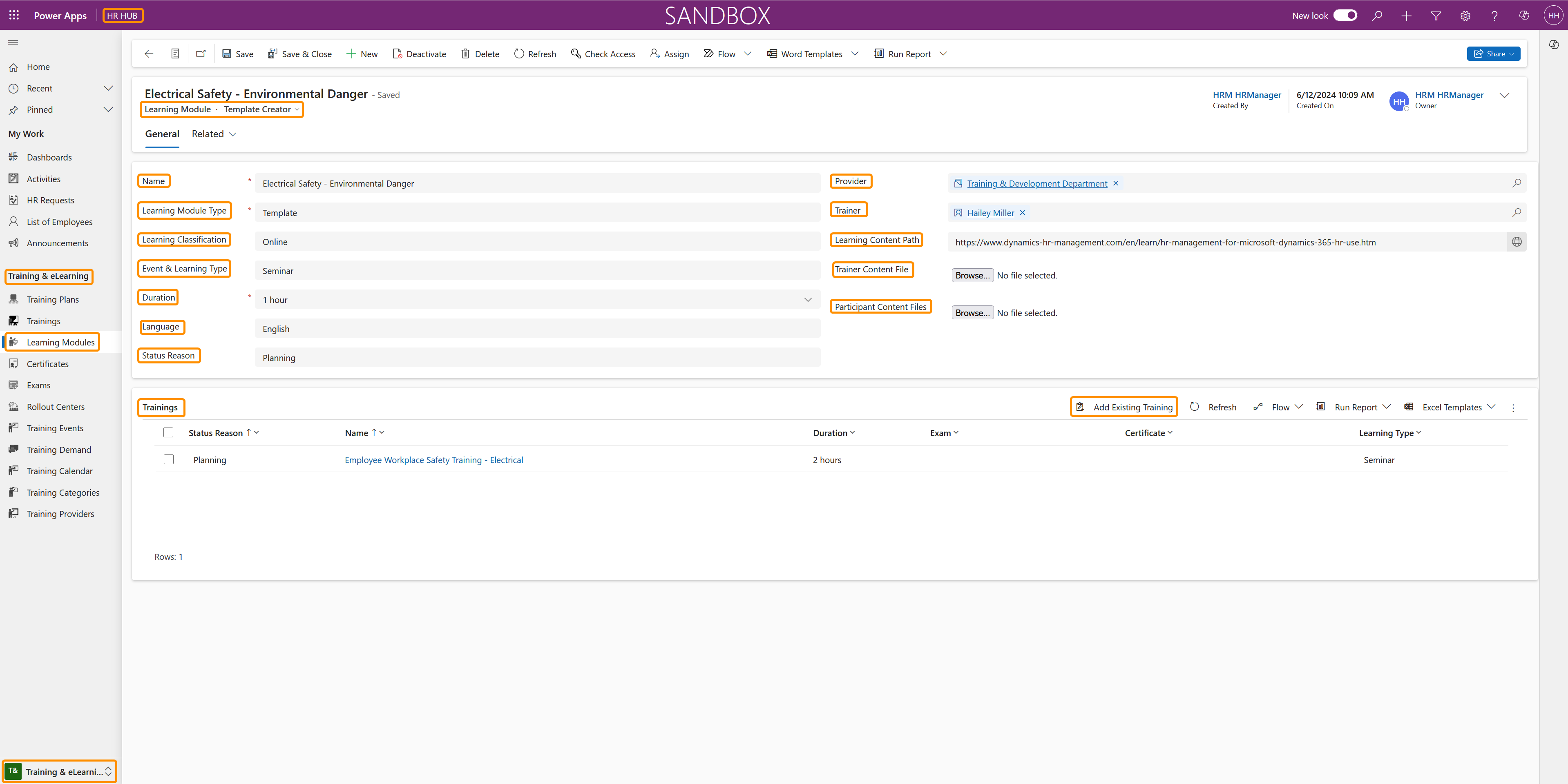 Set up a Learning Module